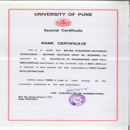 Rank Certificate | PDF