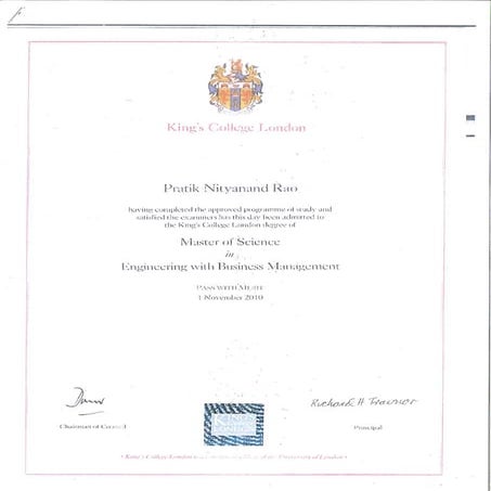 Pratik Rao - MSc Degree & Transcript | PDF