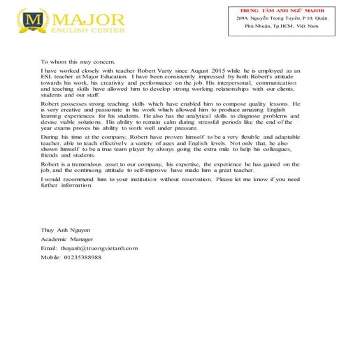 Letter of Recommendation - Robert Varty | DOCX