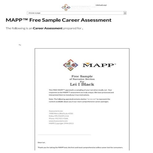 Career Assessment | PDF