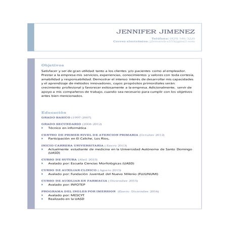 curriculum Jennifer jimenez | DOCX