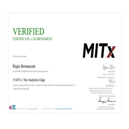 MITx 15_Certificate | PPT