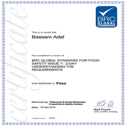 BRC certificate | PDF