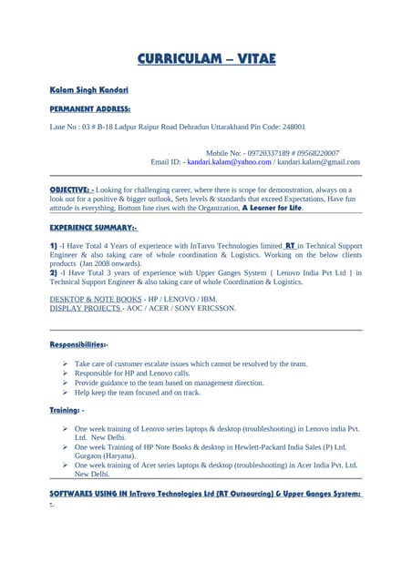 Ravindra Resume | PDF | IT and Internet Support | Internet