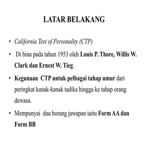 A factor analysis of the california test of | PPT