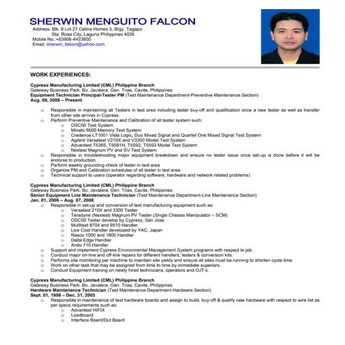 Sherwin Falcon resume | PDF