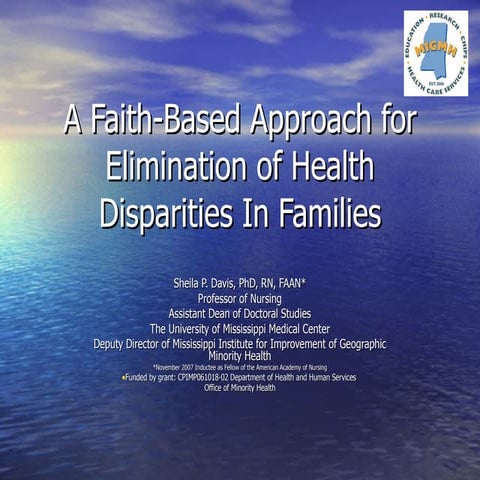 A faith based approach for elimination of health disparities | PPT