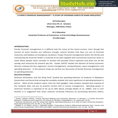 A FAMILY FINANCIAL MANAGEMENT A STUDY OF SPENDING HABITS OF BANK ...