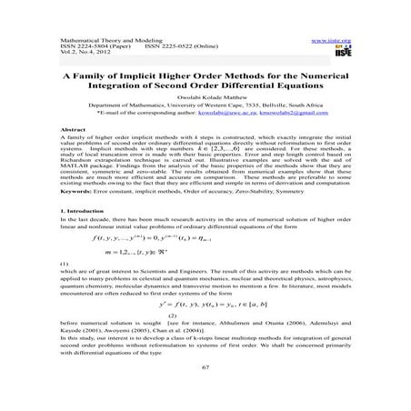 A family of implicit higher order methods for the numerical integration of second order ...