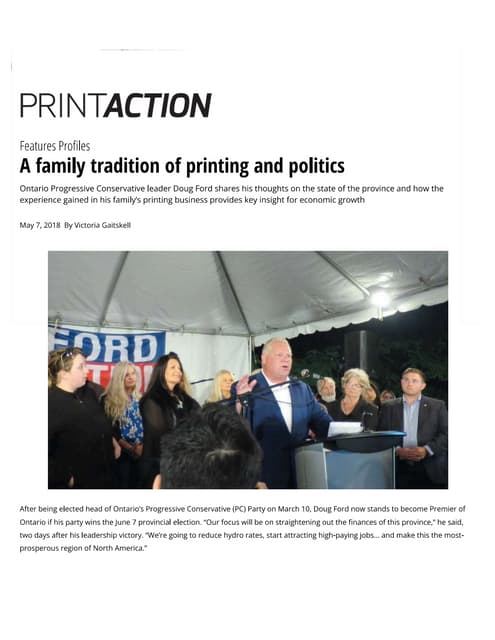 Printing and Politics: Ontario Premier Doug Ford explains how his ...