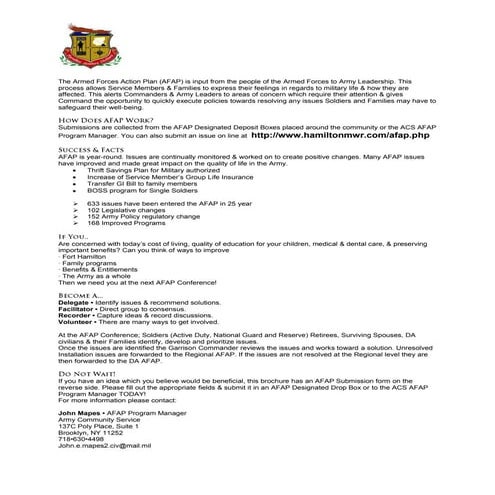 Army Family Action Plan (AFAP) | DOCX