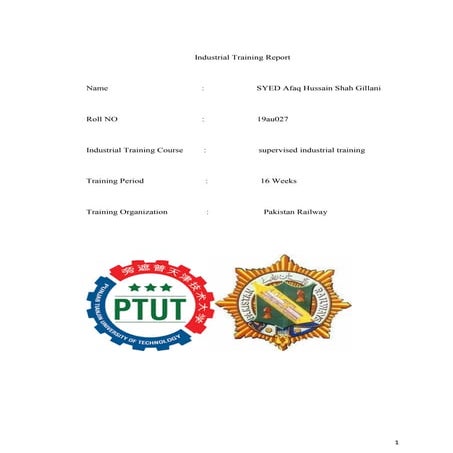 Afaq report.pdf Supervised Industrial Training | PDF