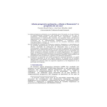 Afasia Progresiva Primaria y sus Variantes | PDF