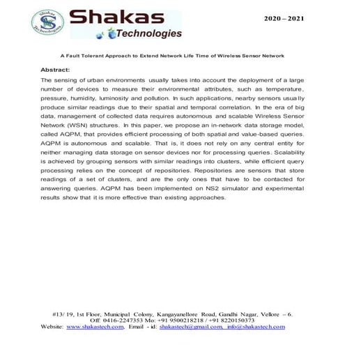 A fault tolerant approach to extend network life time of wireless sensor network | DOCX