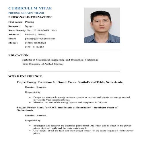 PHUONG NGUYEN - CV - 2016 | DOCX | Civil Engineering Industry | Industries