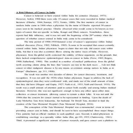 History of Cancer in India Report | DOCX