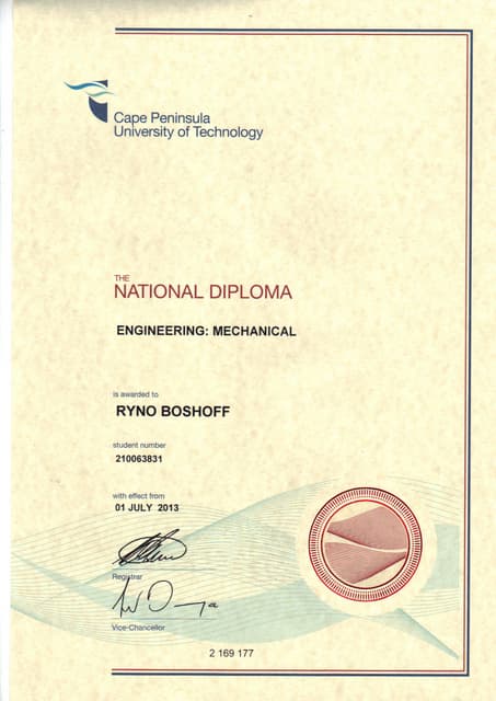 Diploma of Mechanical Engineering | PDF