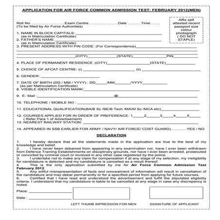 Afcat%20 application%20for%20men | PDF