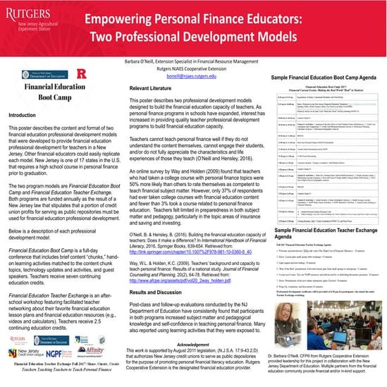 Two Professional Development Models for Financial Educators. | PPT
