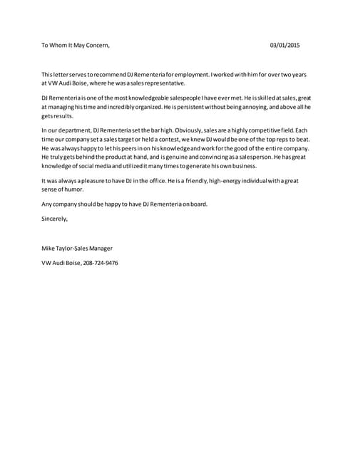 Recommendation Letter From Keith Bolin | DOC | Business | Business and ...