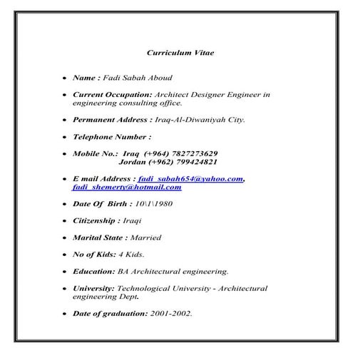 Curriculum Vitae Eng. Fadi Sabah Final3 | PDF
