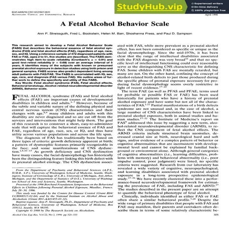 A Fetal Alcohol Behavior Scale | PDF