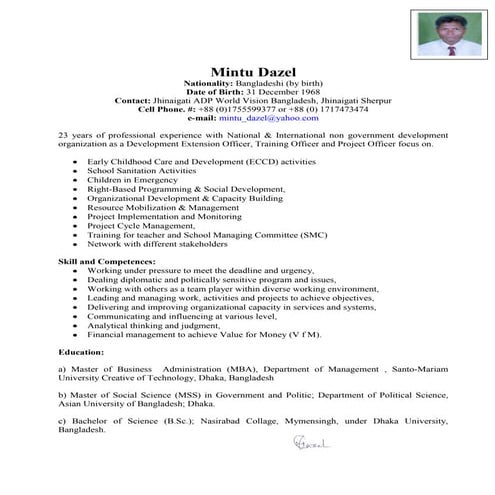 Mintu Dazel CV | PDF