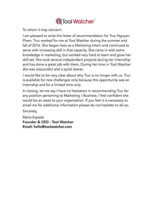 Training Reference Letter | PDF