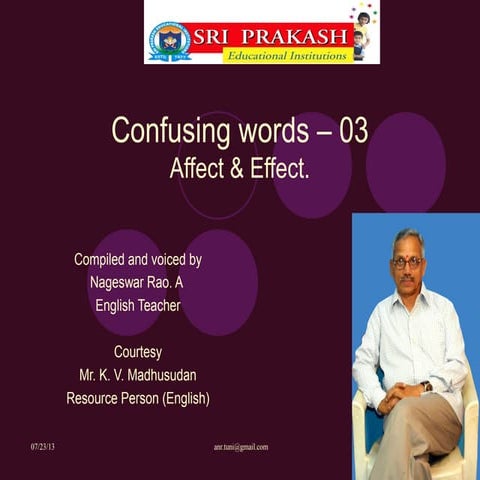 Confusing Words "Affect and Effect:. | PPT