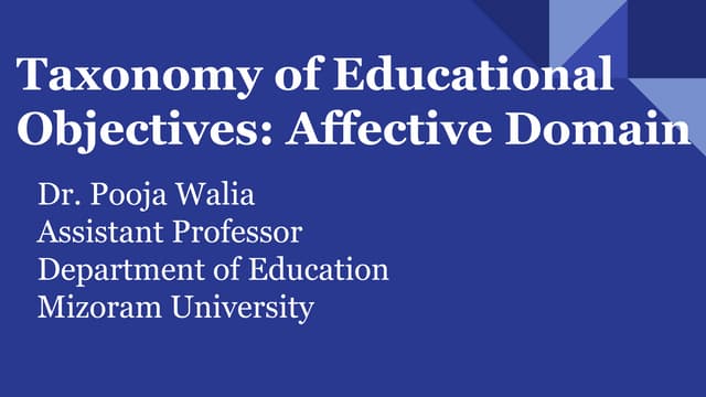 Affective Domain in taxonomy of educational objectives | PPT