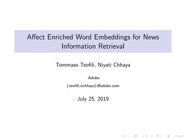 Affect Enriched Word Embeddings For News Ir Pdf