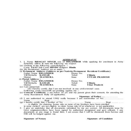 Affidavit army | DOCX