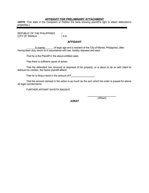 Affidavit for replevin | DOC