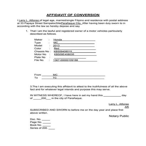 Affidavit of coversion 1 | DOCX