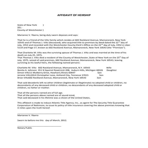 Affidavit of heirship form | DOCX