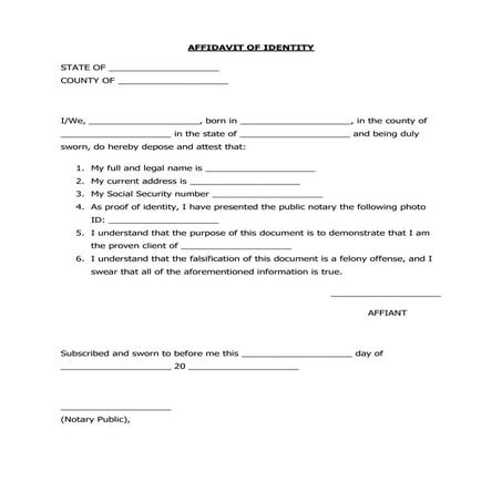 AFFIDAVIT OF IDENTITY | PDF