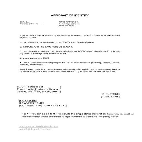 Affidavit of identity_sample | PDF