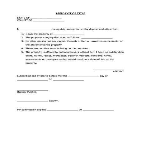 AFFIDAVIT OF TITLE | PDF