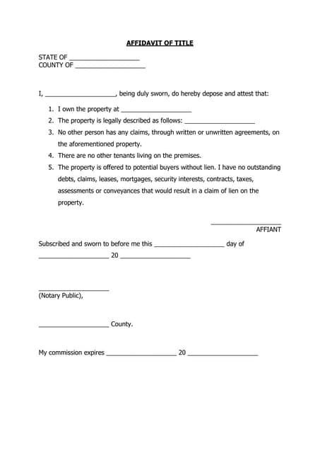 Affidavit for replevin | DOC