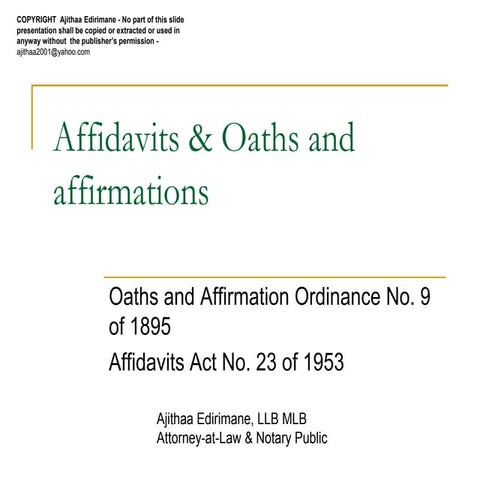 Affidavits, Oaths and Affirmations | PPT