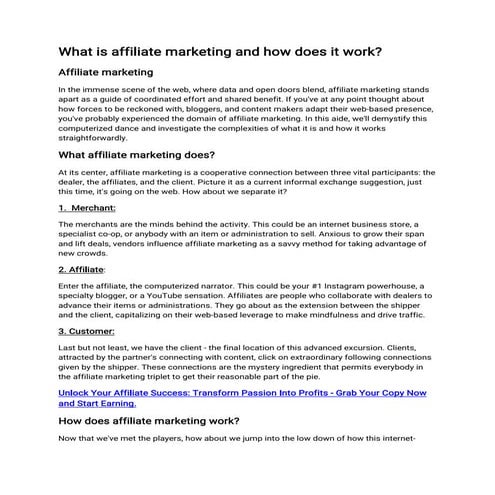 What is affiliate marketing and how it works? | PDF