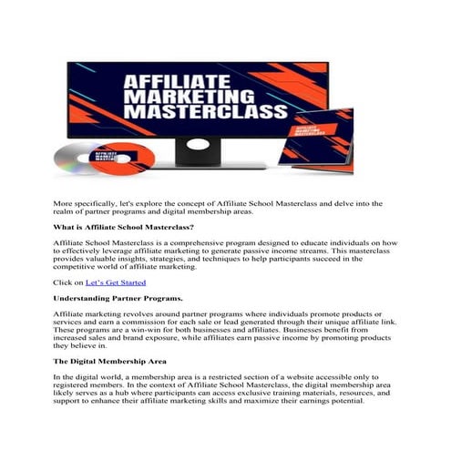 Affiliate Marketing Masterclass Programs | PDF