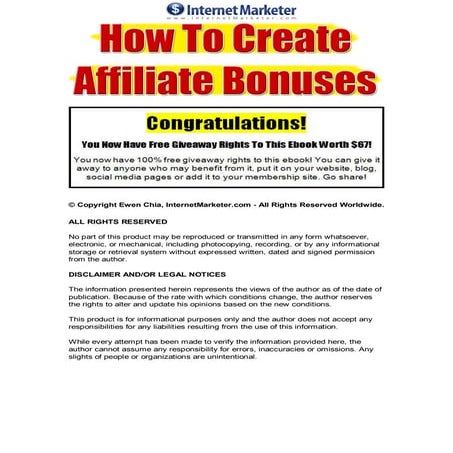 Affiliate Program - How To Create Affiliate Bonuses | PDF