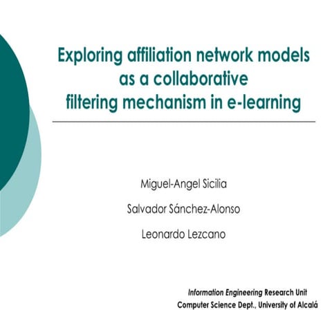 Affiliation networks as a collaborative filtering mechanism in ...