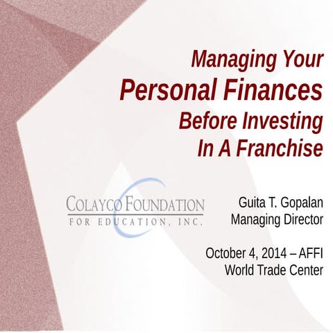 Managing Your Personal Finances Before Investing In A Franchise ...