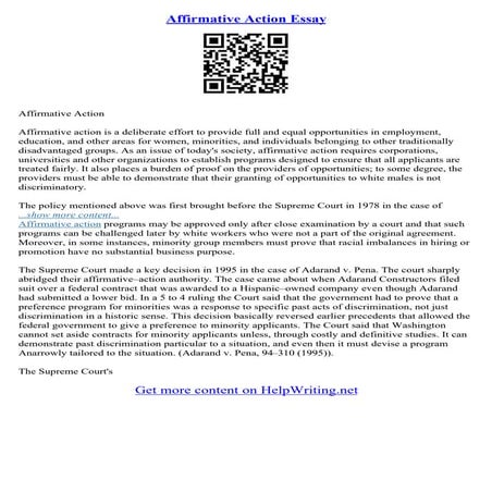 Affirmative Action Essays | PDF