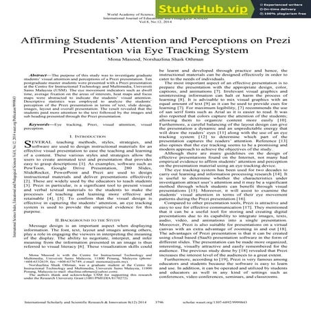 Affirming Students Attention And Perceptions On Prezi Presentation Via Eye Tracking System | PDF
