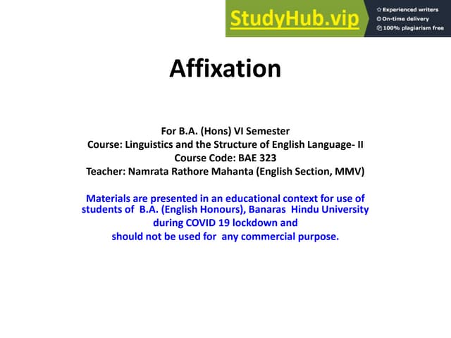 Derivational vs inflectional morphology | PPTX