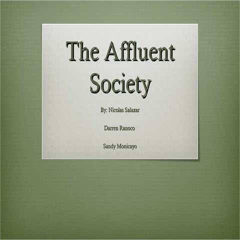 Affluent society chapter 28 Period 5 | PPT