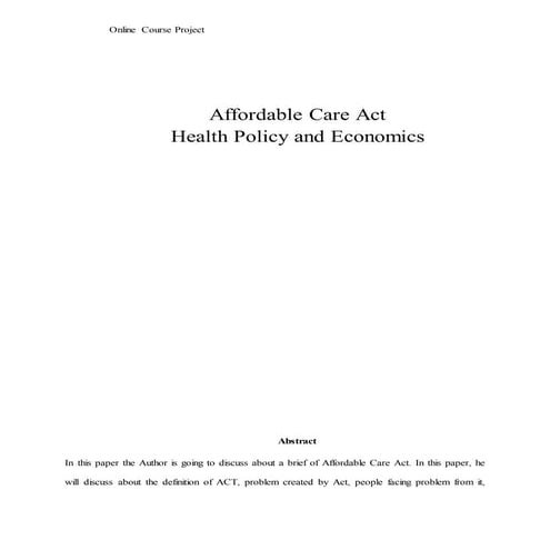 Affordable care act final project | PDF